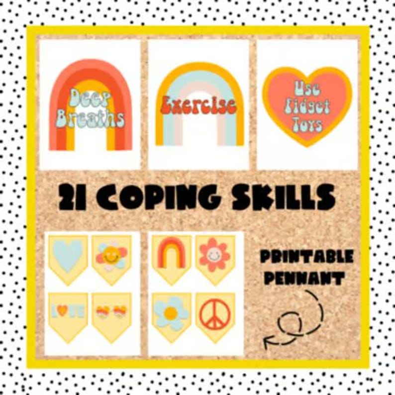Mental Health Bulletin Board | Groovy Retro Theme | Coping Skills ...