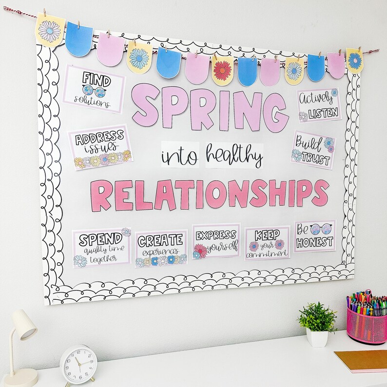 Spring Health Bulletin Board | Healthy Relationships - Etsy