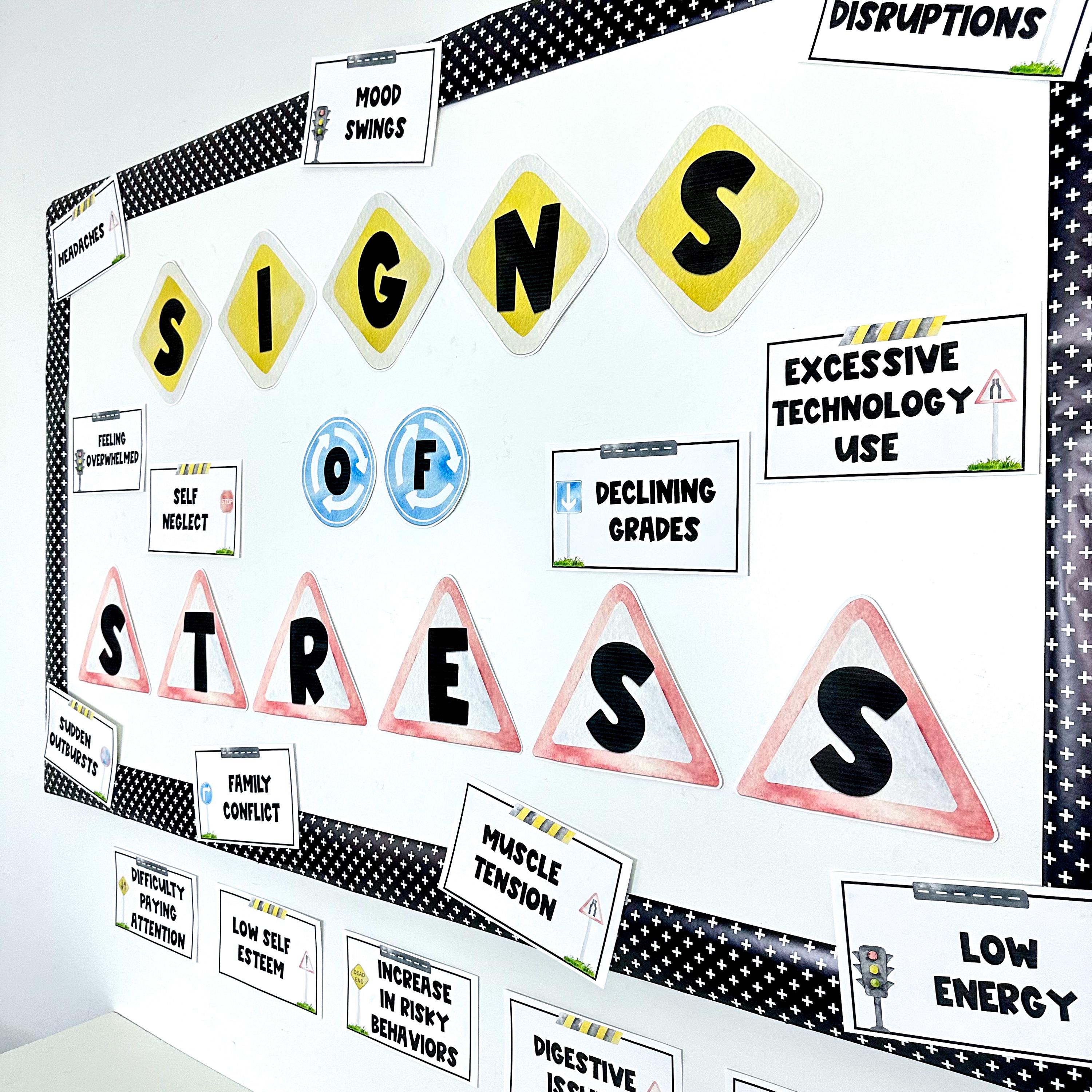 Stress & Mental Health Bulletin Board Printable DIY Kit to Print, Cut ...