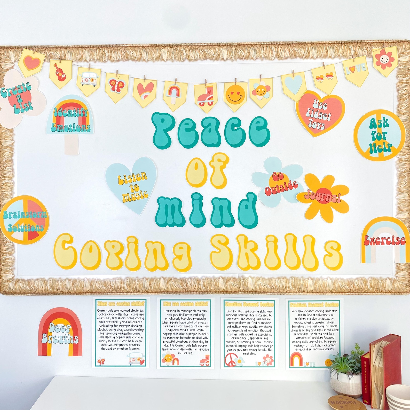 Mental Health Bulletin Board: Groovy Retro Coping Skills (printable DIY ...
