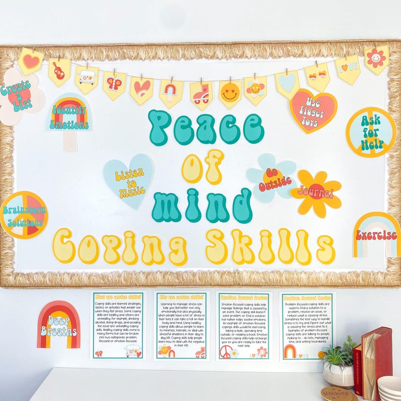Mental Health Bulletin Board: Groovy Retro Coping Skills (printable DIY ...