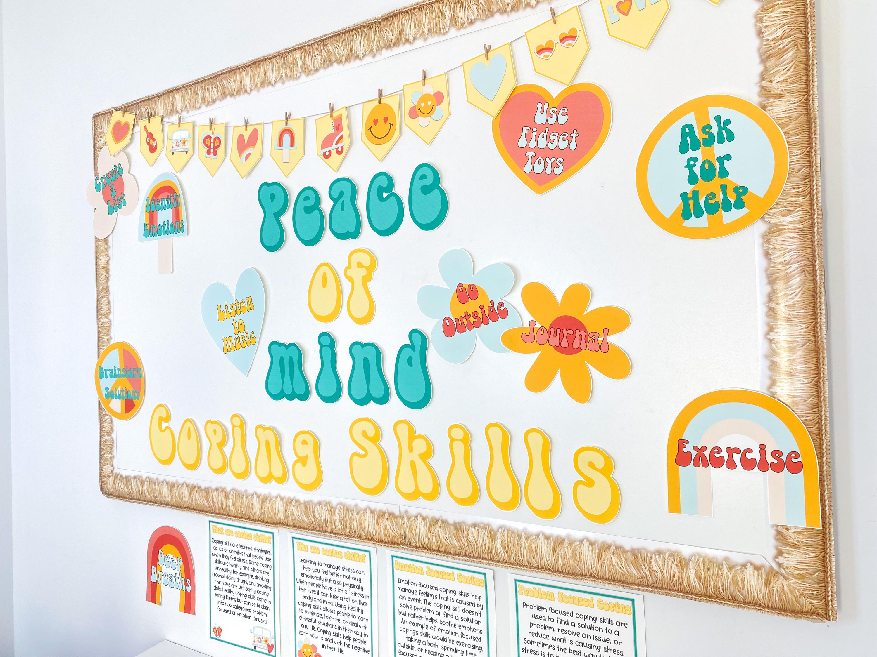 Mental Health Bulletin Board | Groovy Retro Theme | Coping Skills ...