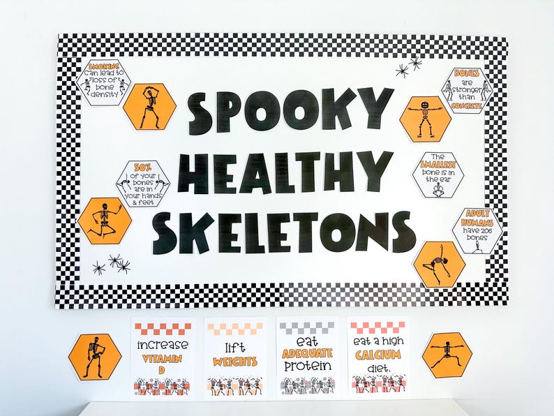 Health Halloween Bulletin Board: Spooky Skeletons DIY Kit (printable ...