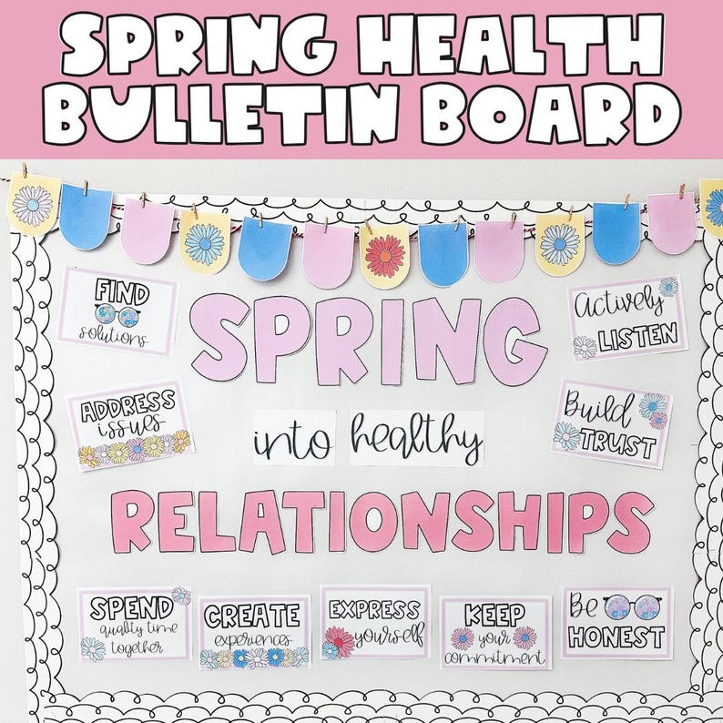Spring Health Bulletin Board | Healthy Relationships - Etsy