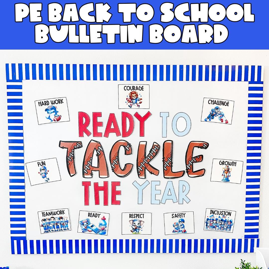 PE Back to School or New Year's Bulletin Board | Football Theme - Etsy