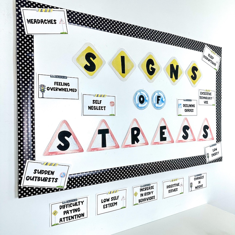 Stress & Mental Health Bulletin Board Printable DIY Kit to Print, Cut ...