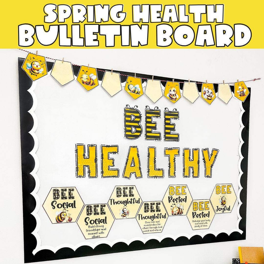 Spring Theme Health Bulletin Board | BEE Healthy Bulletin Board - Etsy