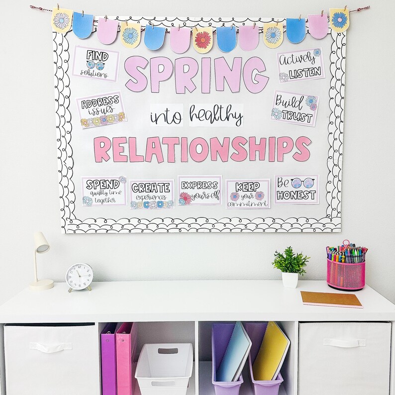 Spring Health Bulletin Board | Healthy Relationships - Etsy