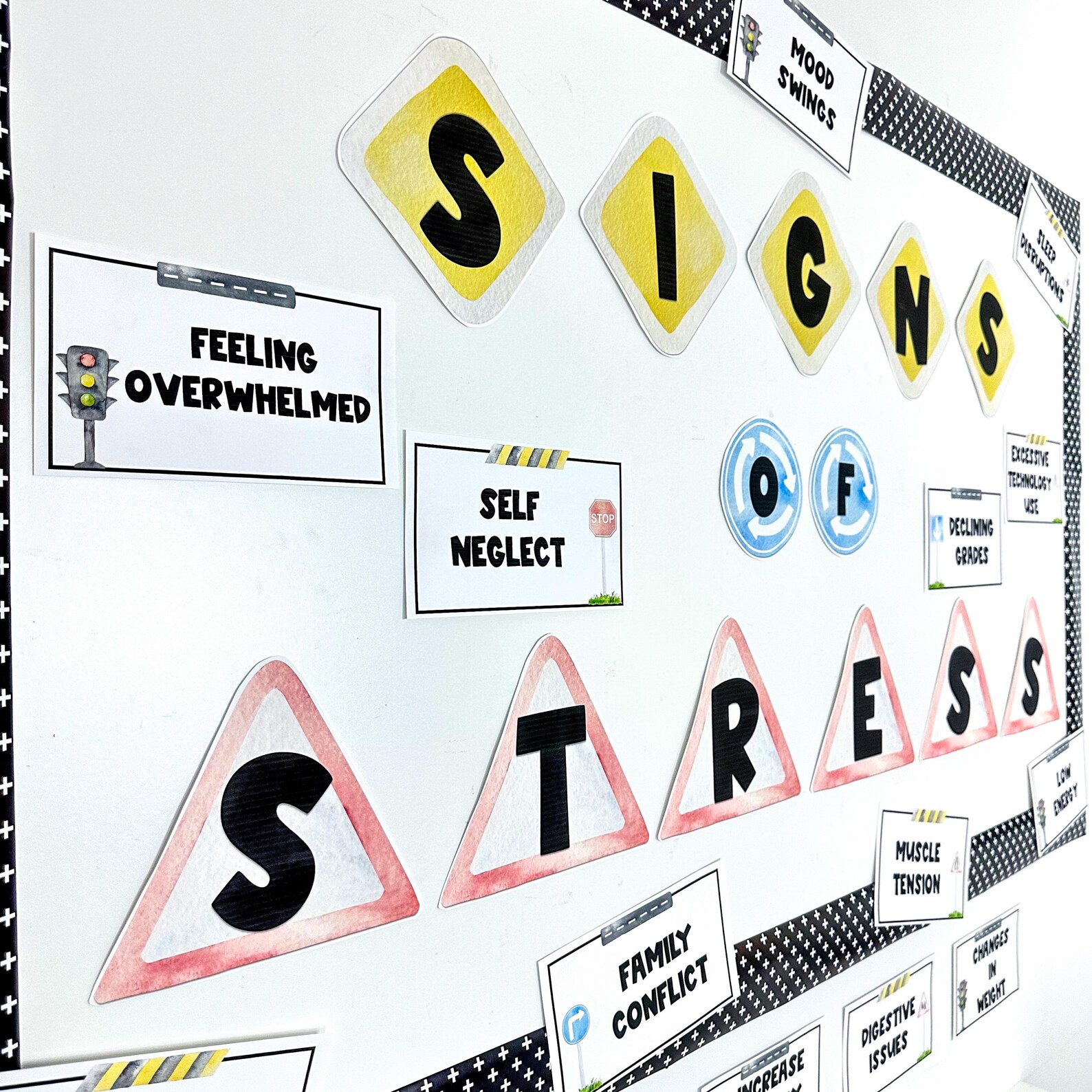 Stress & Mental Health Bulletin Board Printable DIY Kit to Print, Cut ...