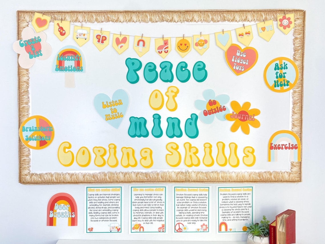 Mental Health Bulletin Board | Groovy Retro Theme | Coping Skills ...