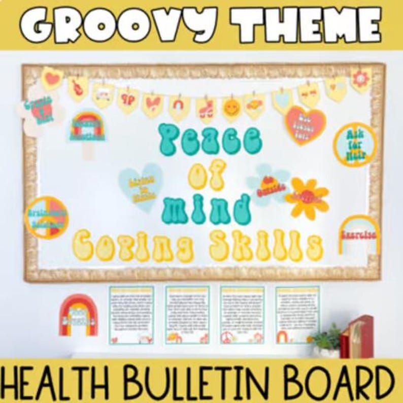 Mental Health Bulletin Board | Groovy Retro Theme | Coping Skills ...