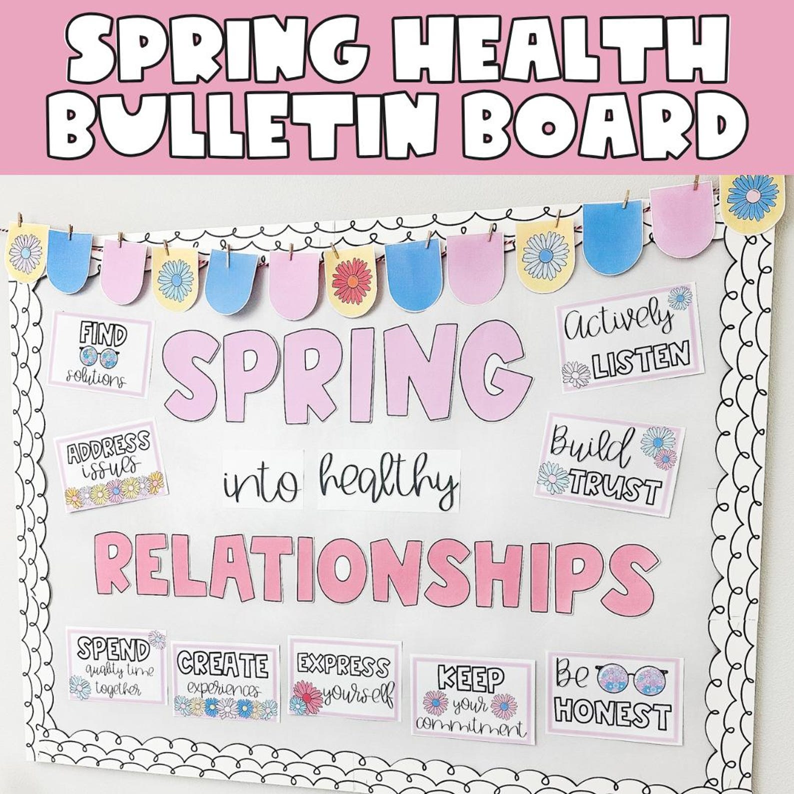 Spring Health Bulletin Board | Healthy Relationships - Etsy