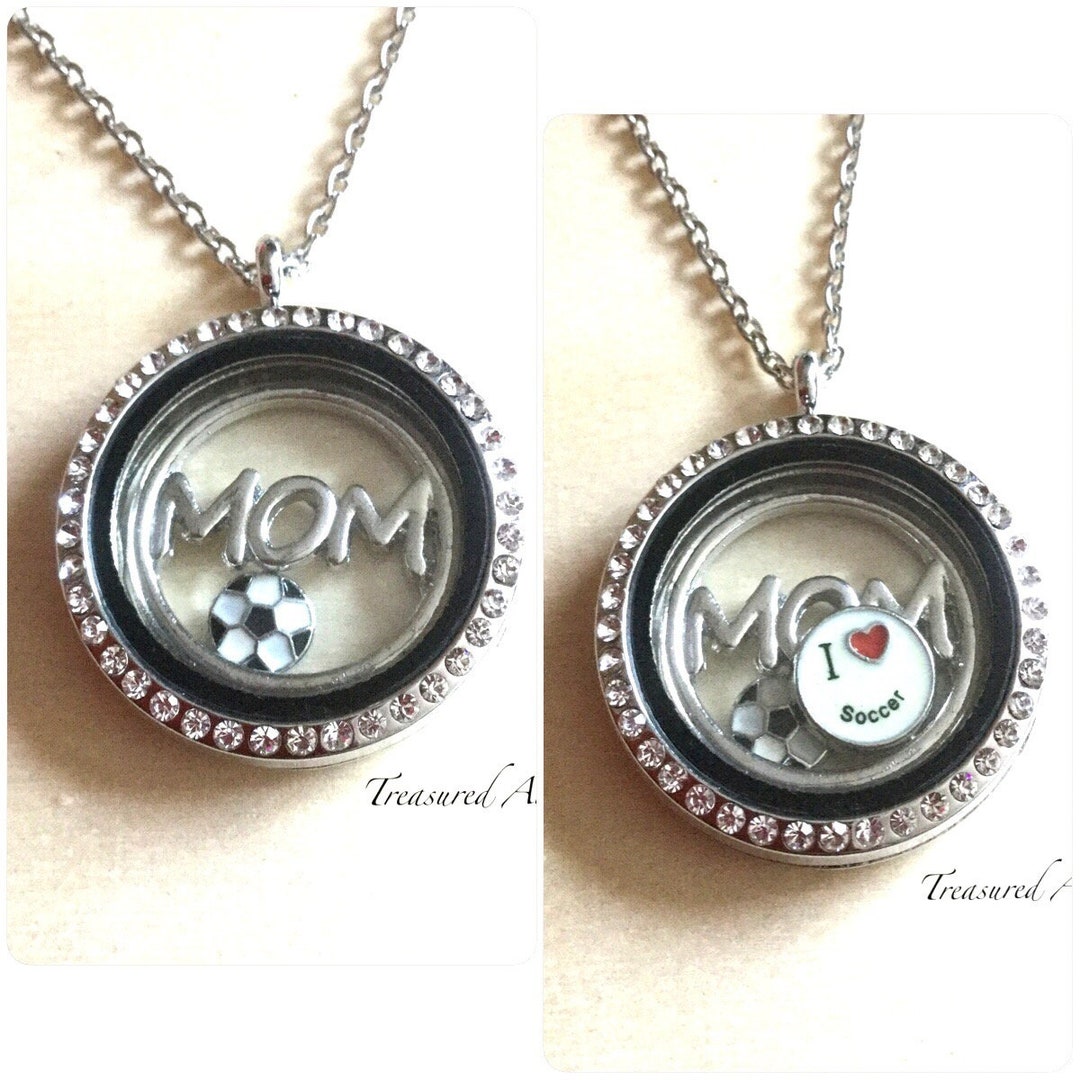 Soccer Mom Necklace, I Love Soccer, Soccer Ball Necklace, Floating ...