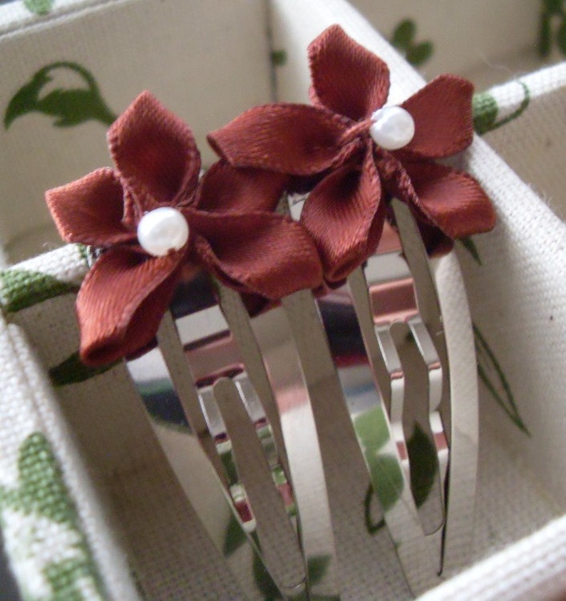 Maroon Ribbon Flower Snap Clips a Set of 2 Children Baby - Etsy