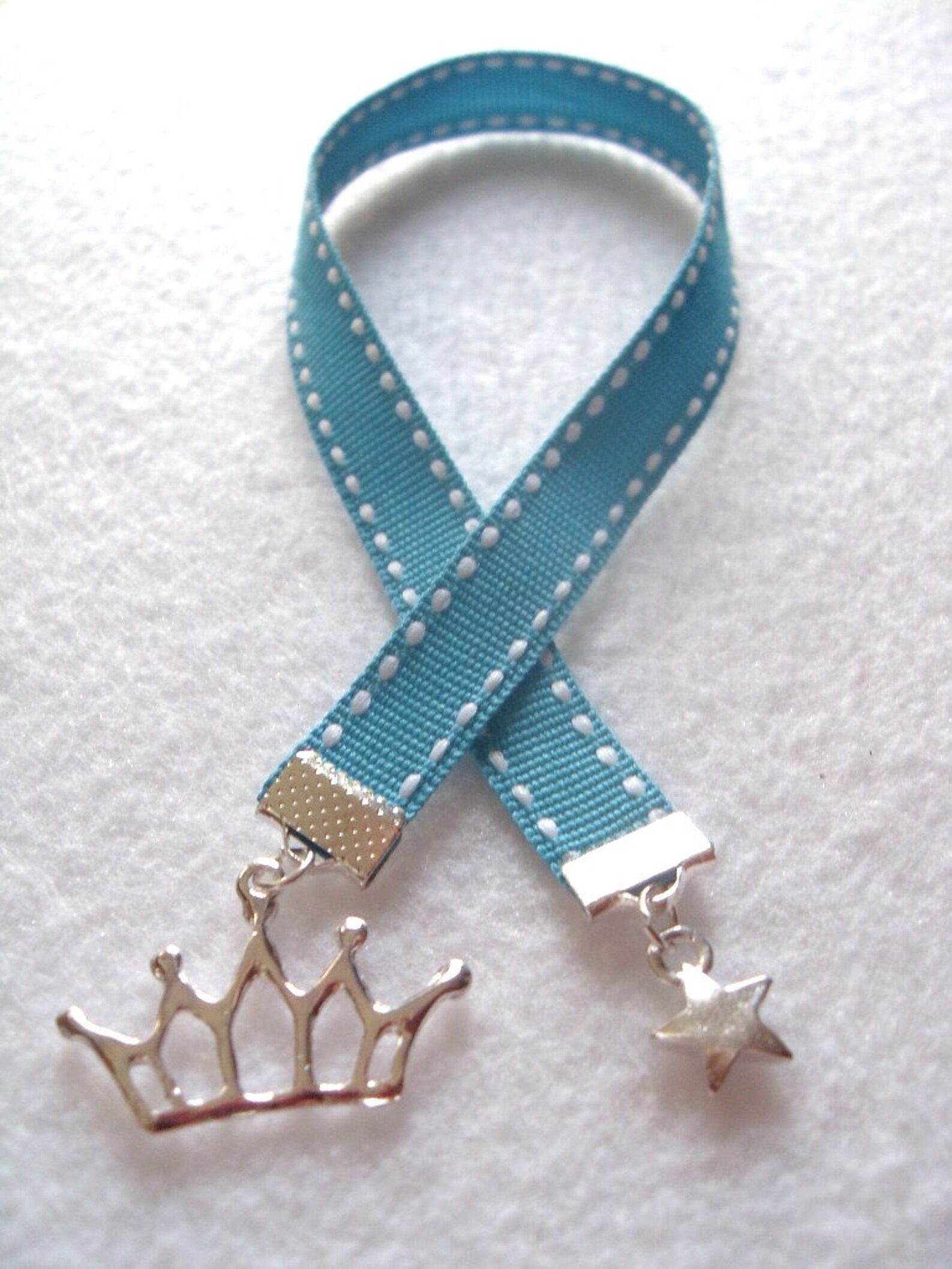 Bookmark Ribbon Bookmark Crown and Star Bookmark Blue | Etsy