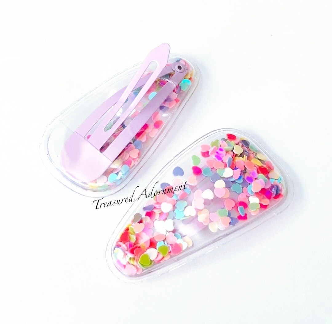 Shaker Snap Clips, Snap Clip, Confetti Filled Shaker Hair Clips ...