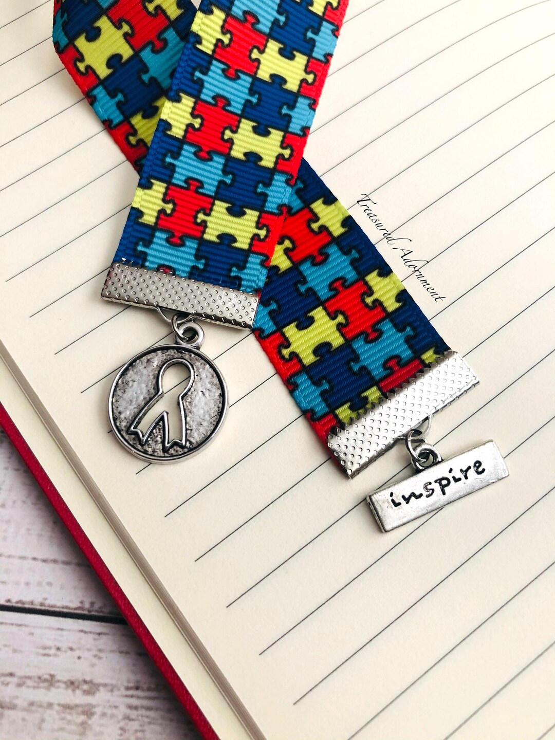 Bookmark, Autism Awareness Ribbon Bookmark, Silver Tone, Inspire, Thank ...