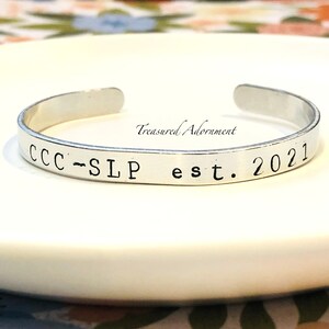 Speech-language Pathologist Bracelet, CCC-SLP, Hand Stamped 1/4" Cuff ...
