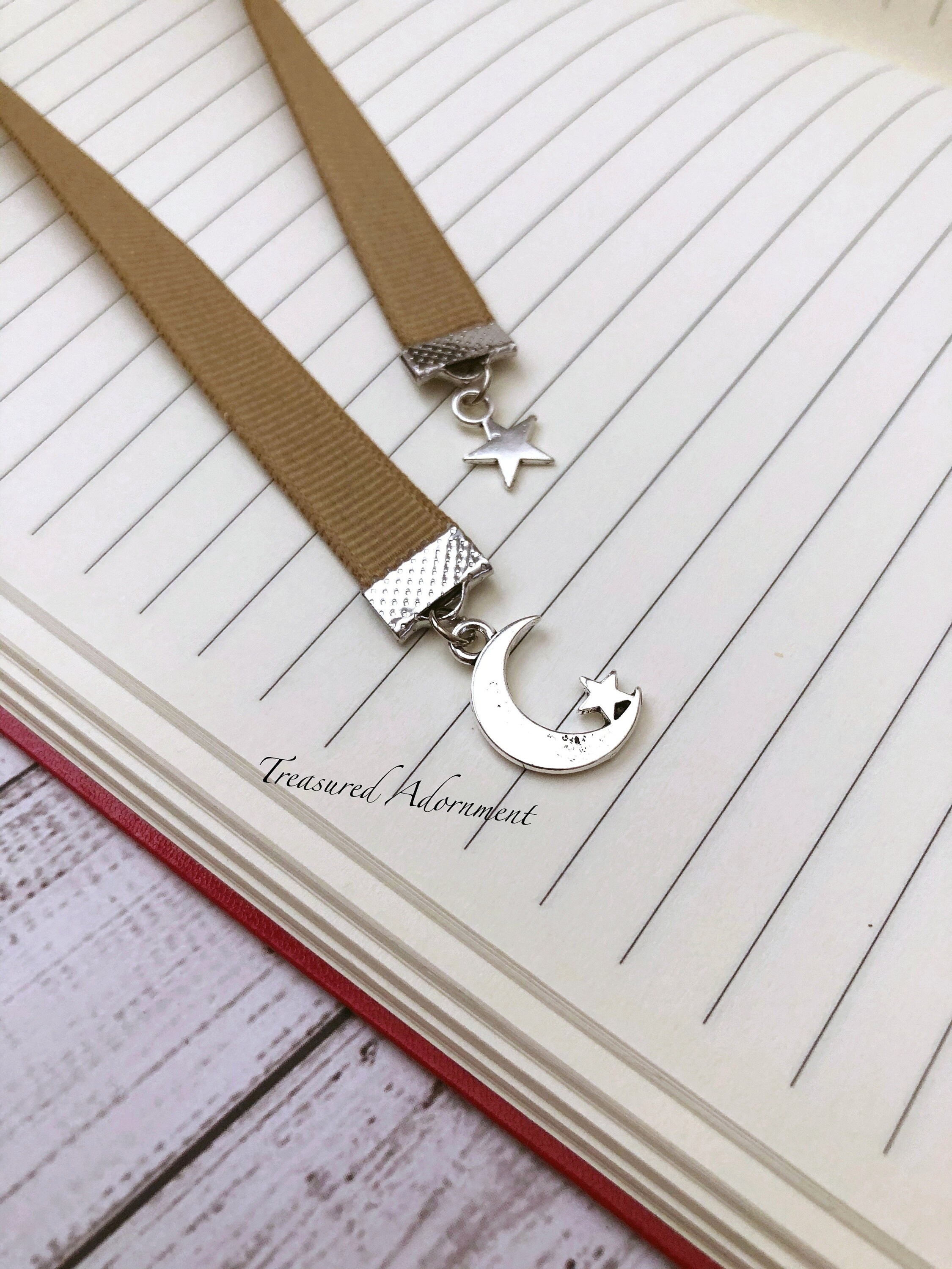 Marcador Luna creciente y marcador de estrella plata cinta | Etsy