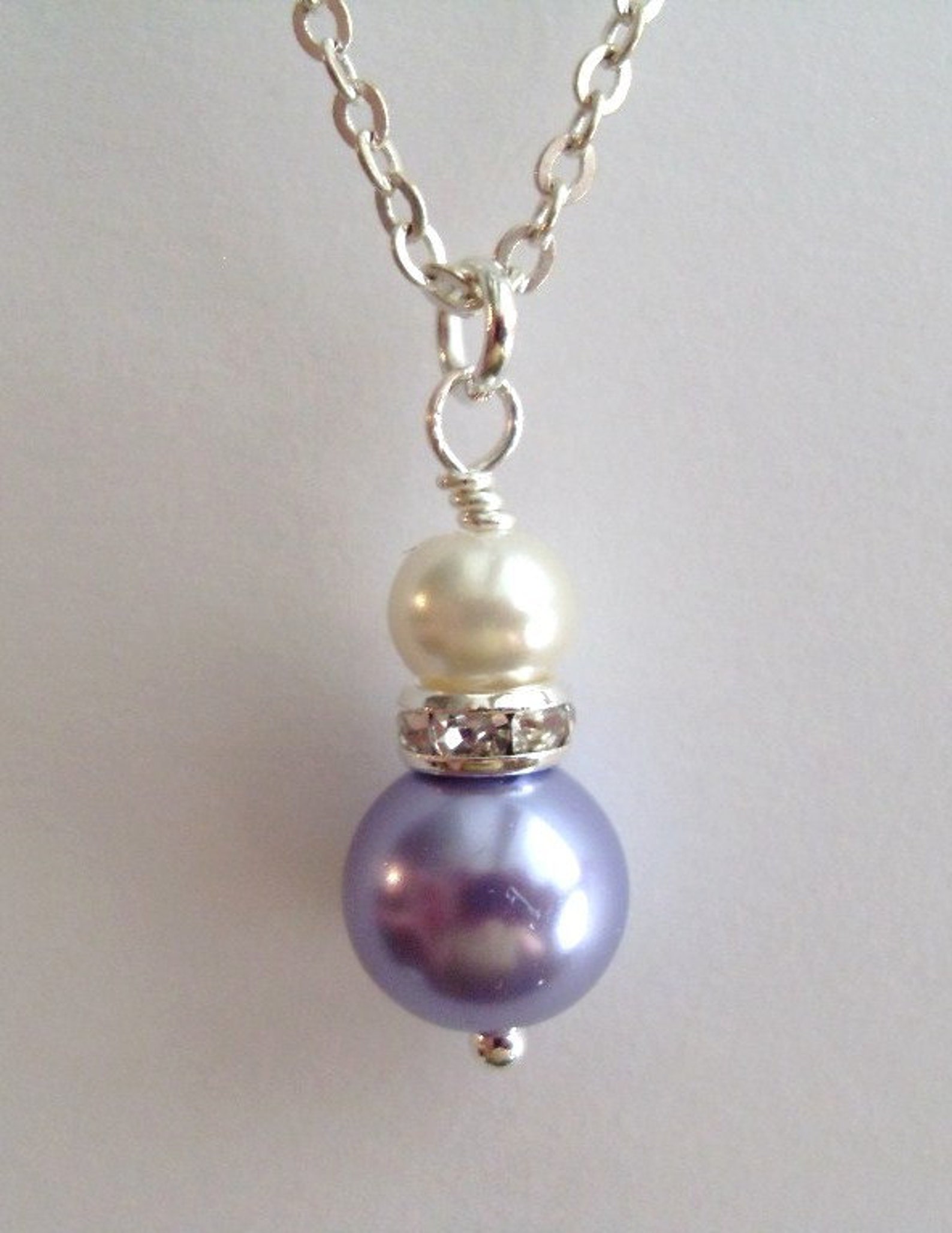 Lavender and White Glass Pearls With Rhinestone Rondelles - Etsy