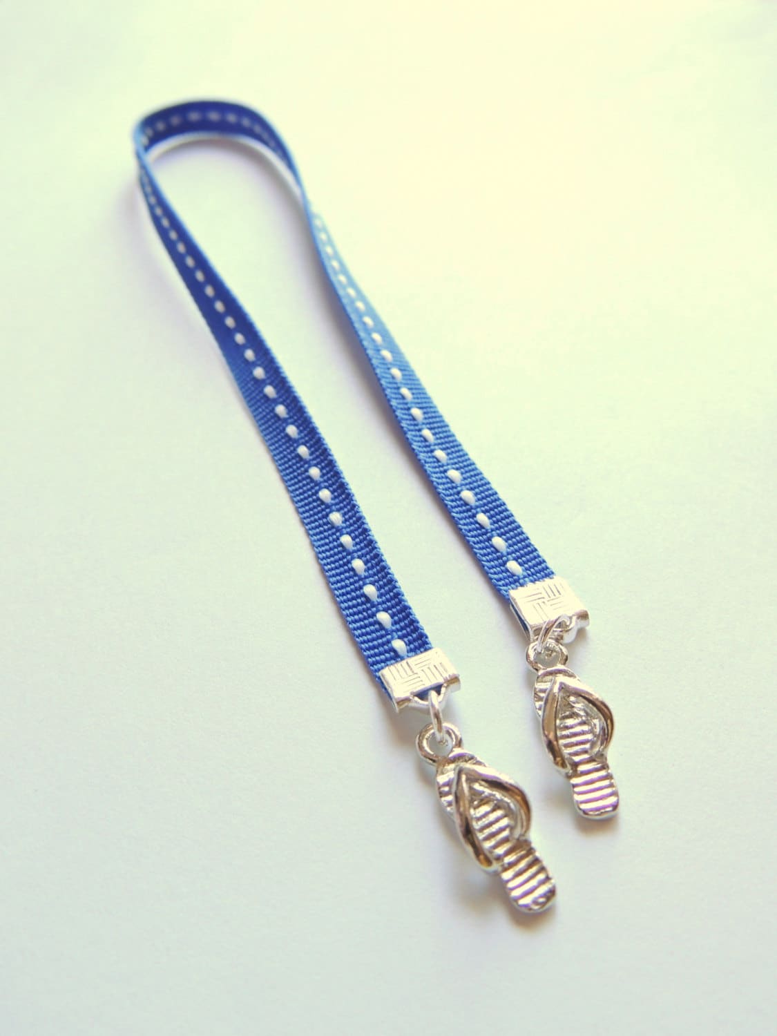Bookmark, Flip Flops Bookmark, Beach Sandals Bookmark, Blue Stitched ...