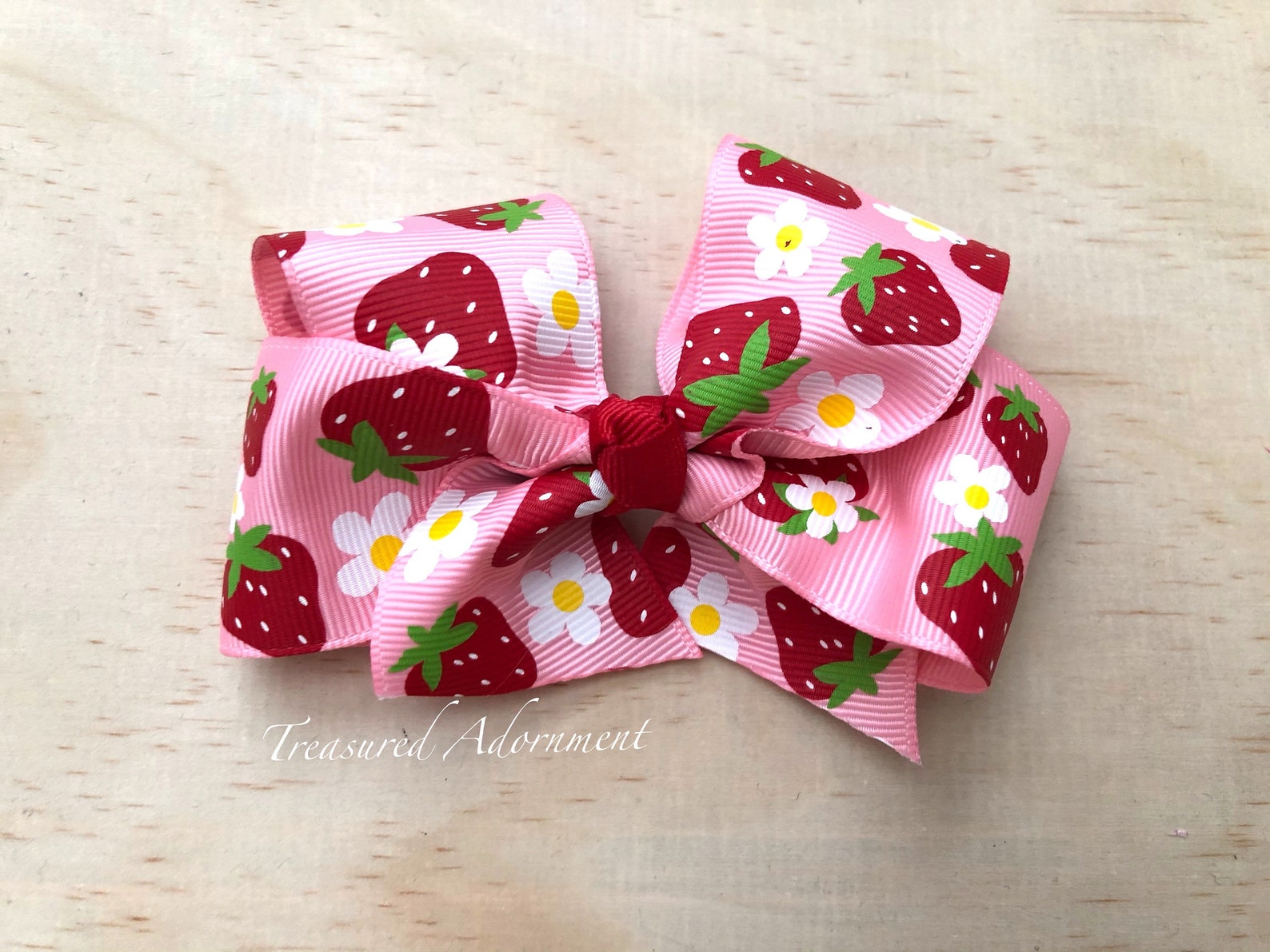 Strawberry Hair Bow 4 inch Boutique Bow Pink Bow Baby | Etsy