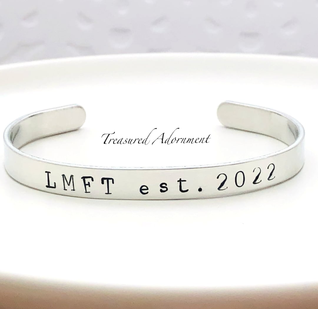 LMFT Bracelet, Hand Stamped 1/4" Cuff Bracelet, Licensed Marriage and ...