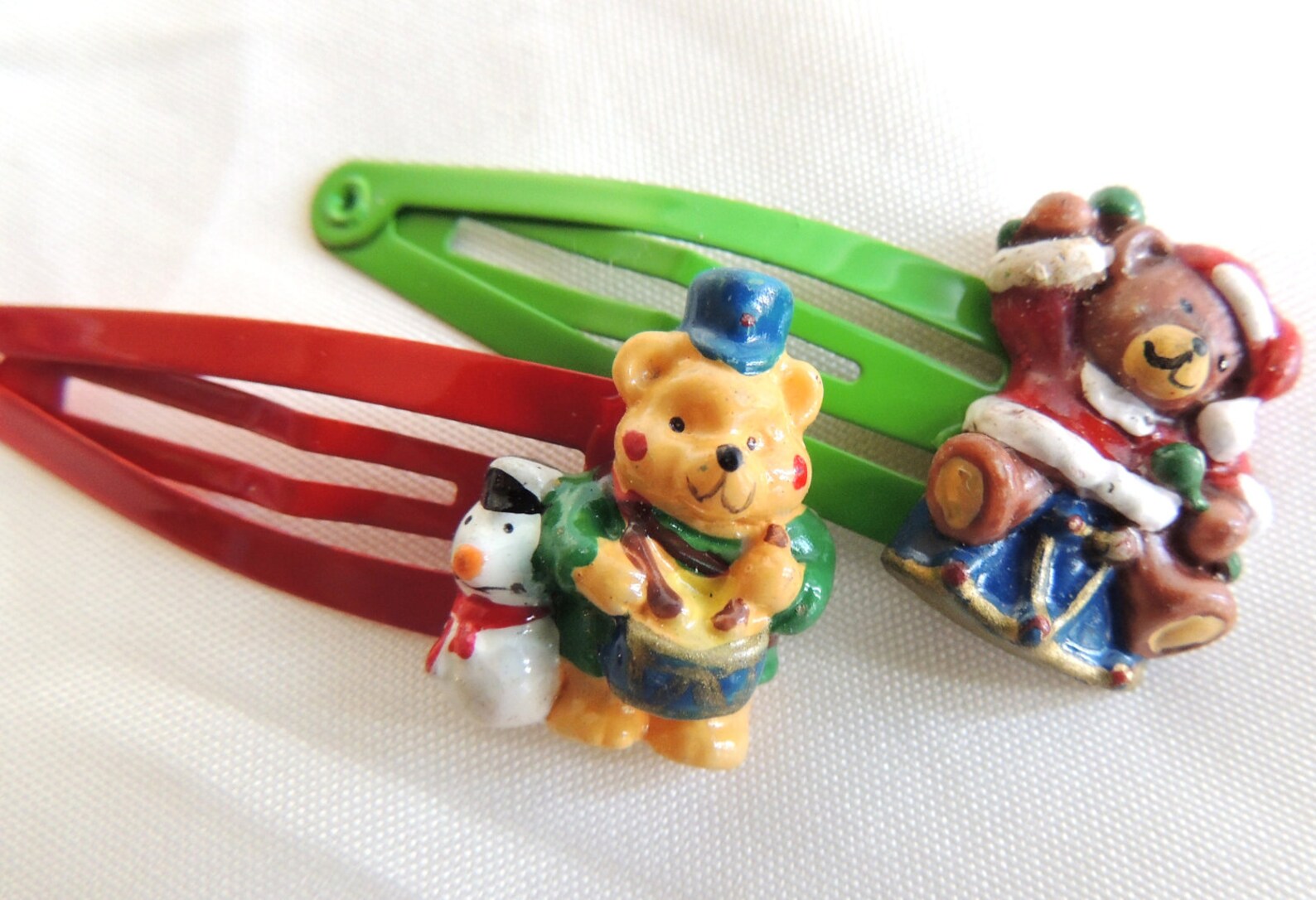 READY TO SHIP Holiday Bear Hair Clips, Snap Clips, a Pair, Children ...