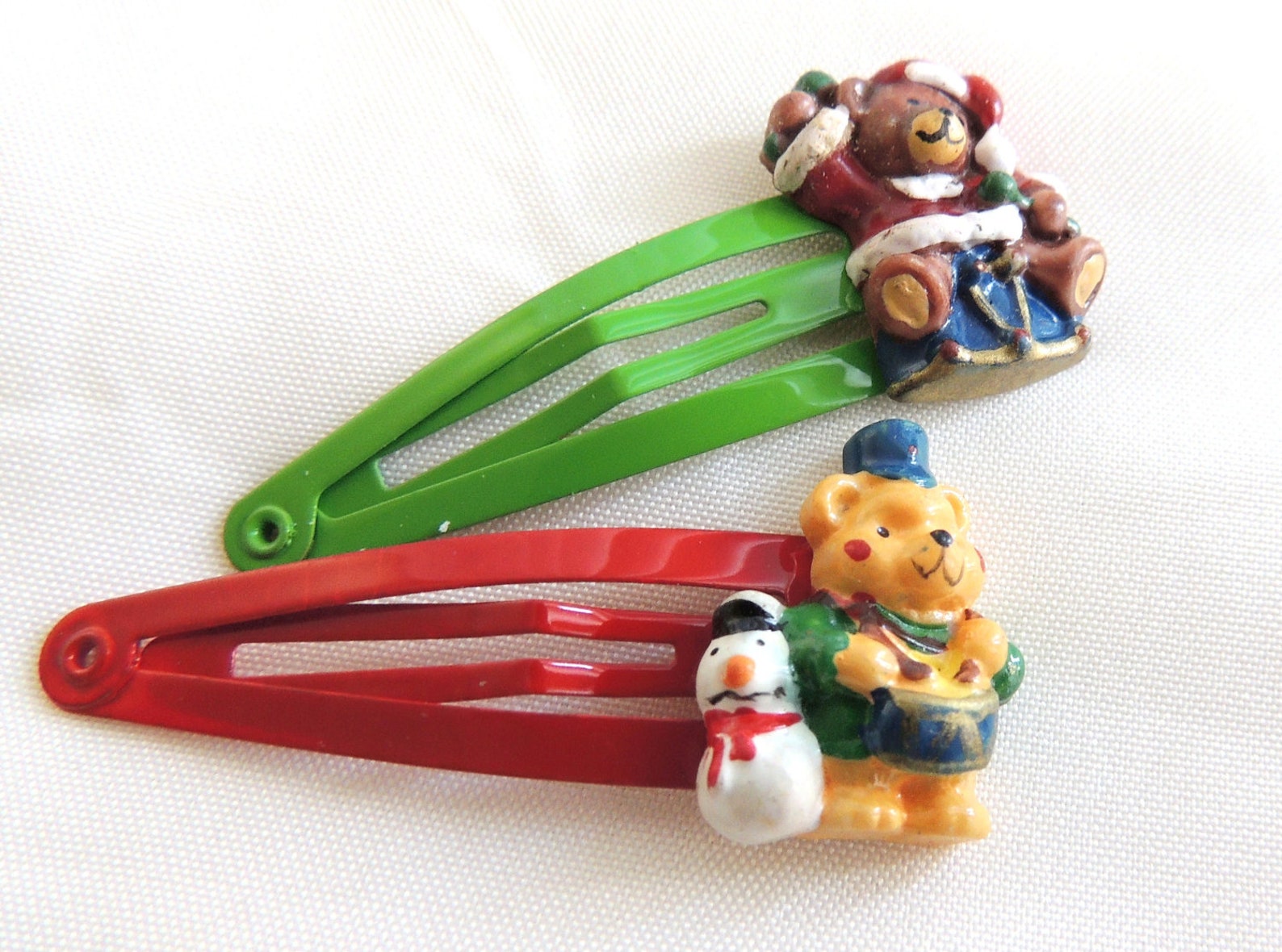 READY TO SHIP Holiday Bear Hair Clips, Snap Clips, a Pair, Children ...