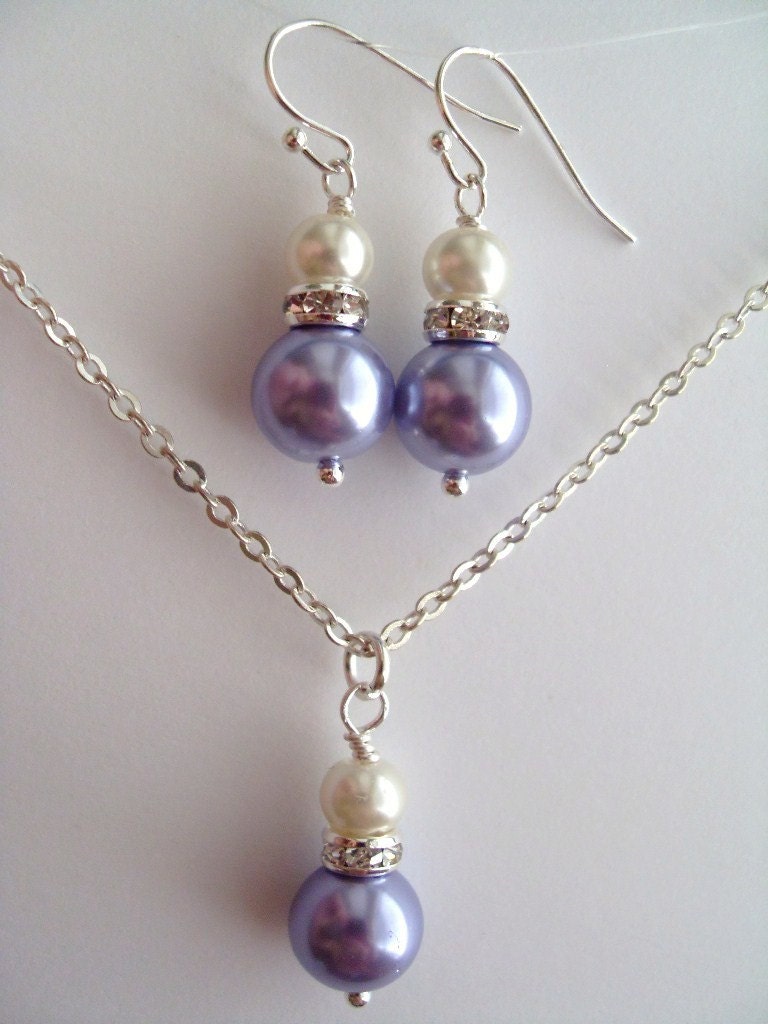 Lavender and White Glass Pearls With Rhinestone Rondelles - Etsy
