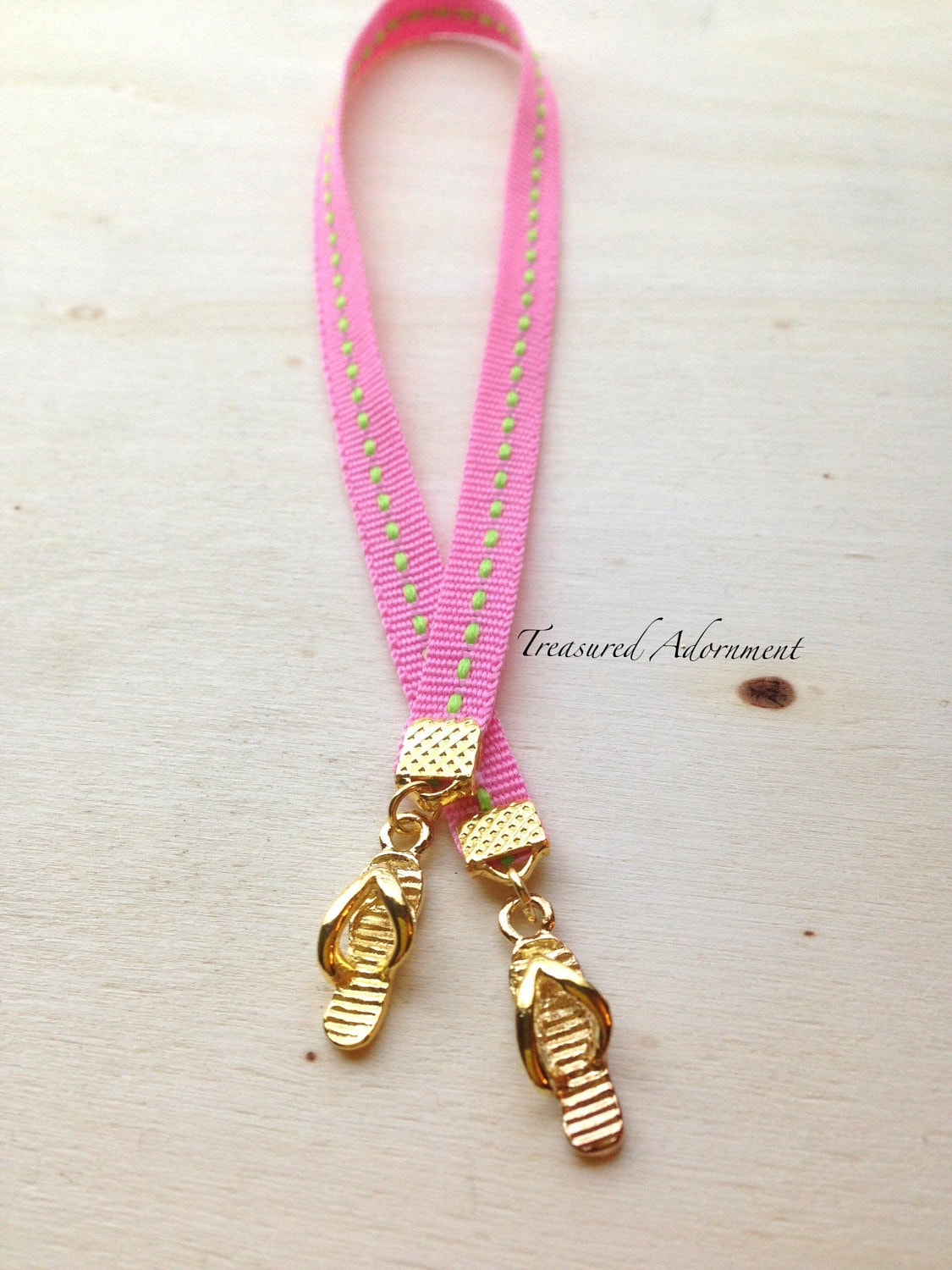 Bookmark, Flip Flops Bookmark, Beach Sandals Bookmark, Pink Green ...