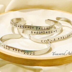 Speech-language Pathologist Bracelet, CCC-SLP, Hand Stamped 1/4" Cuff ...