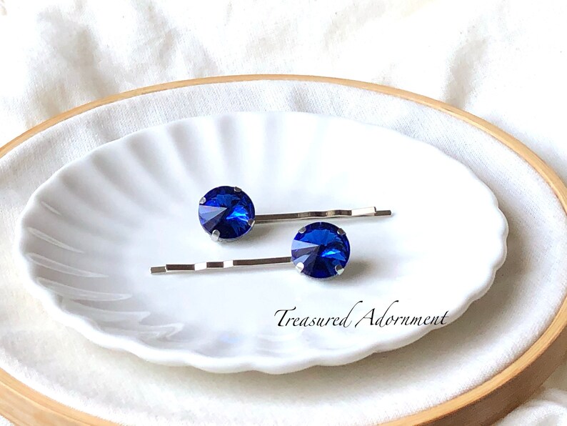 Something Blue Cobalt Blue Rhinestone Hair Pins 15 Mm - Etsy