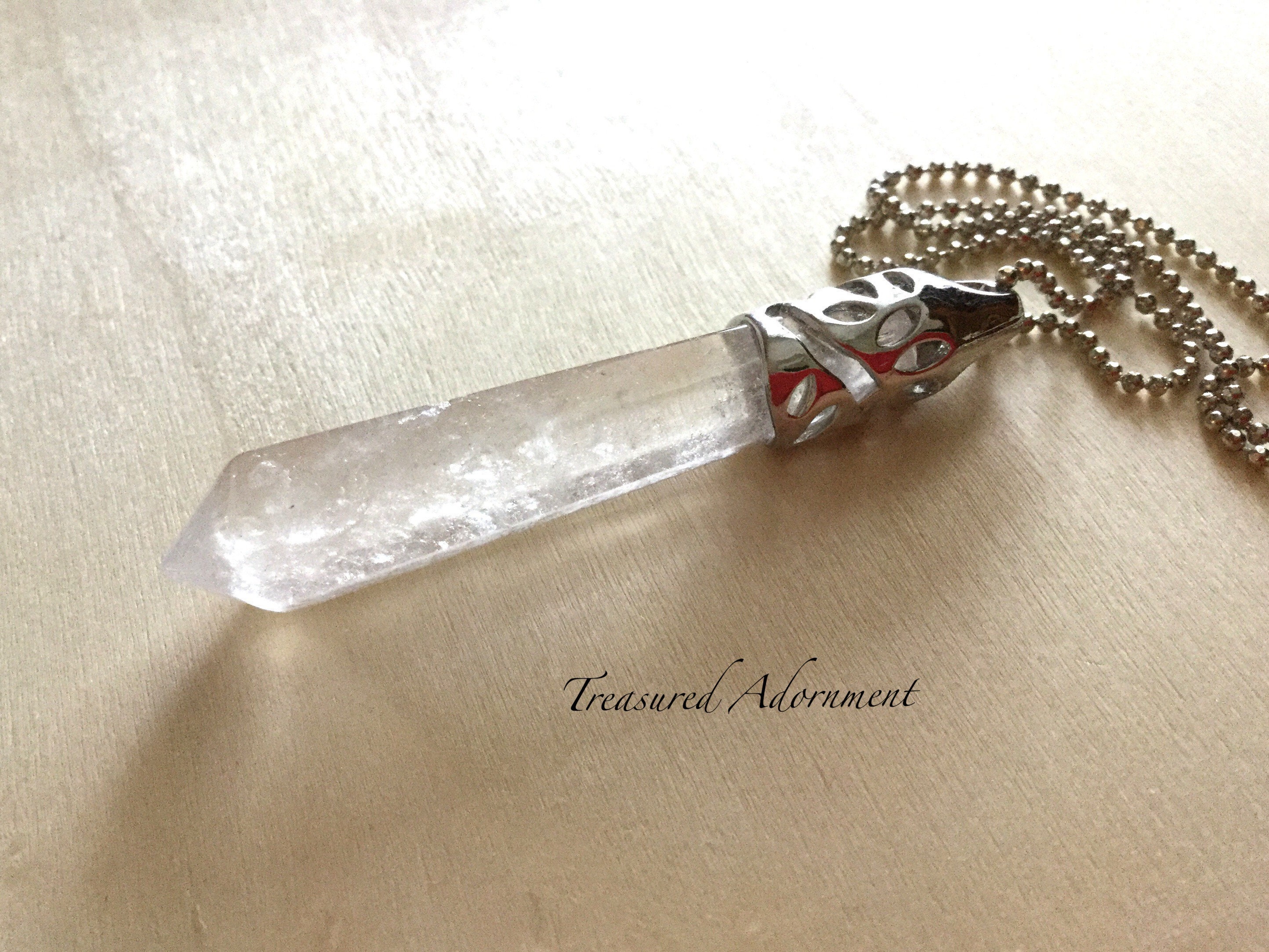 Quartz Crystal Pendant Crystal Point Pendant Necklace Long - Etsy