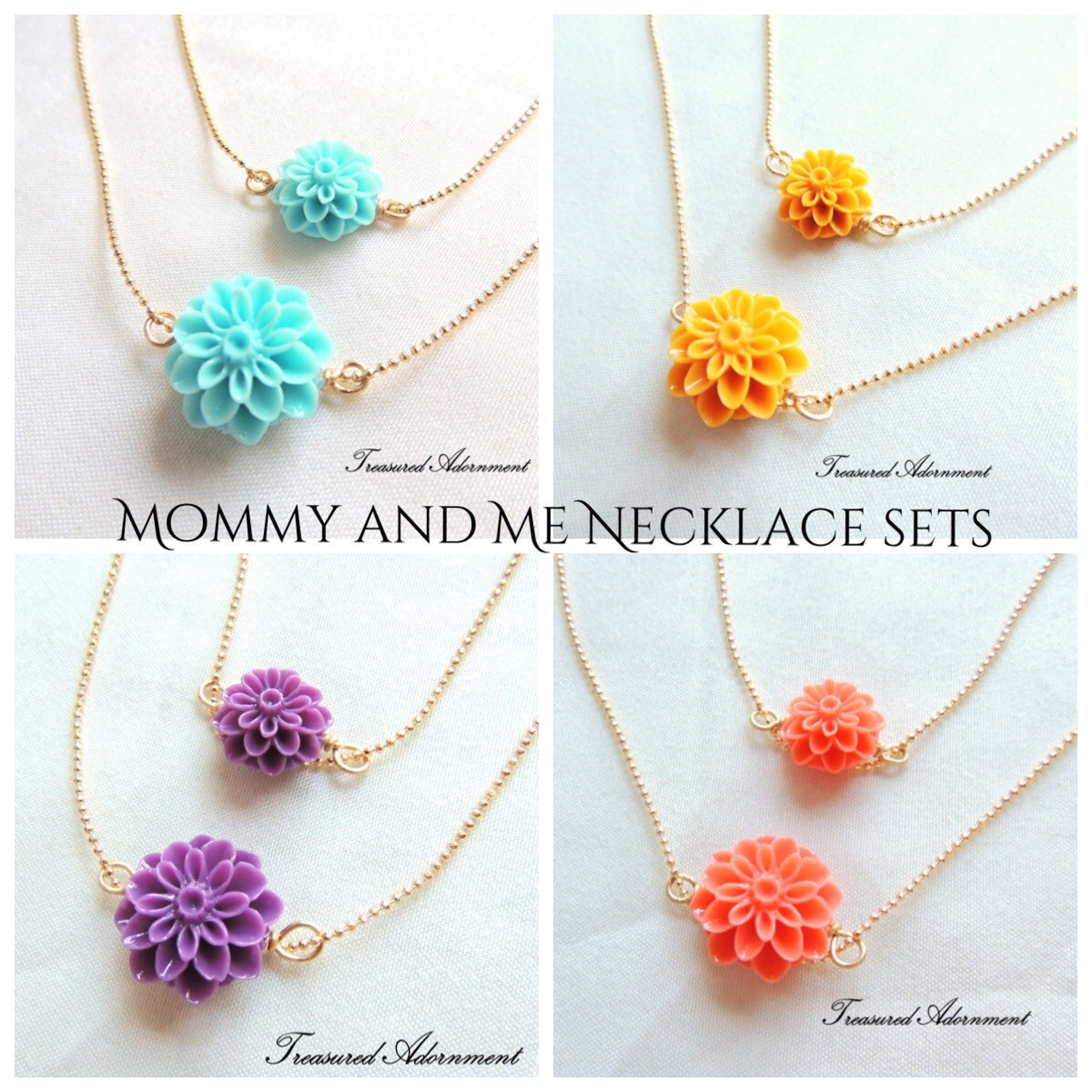 Mommy and Me Necklaces Mum Flower Necklace Set Mother and - Etsy