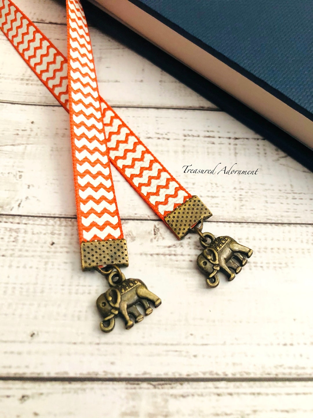 Bookmark, Petit Elephant Bookmark, Vintage Style Bookmark, Orange ...