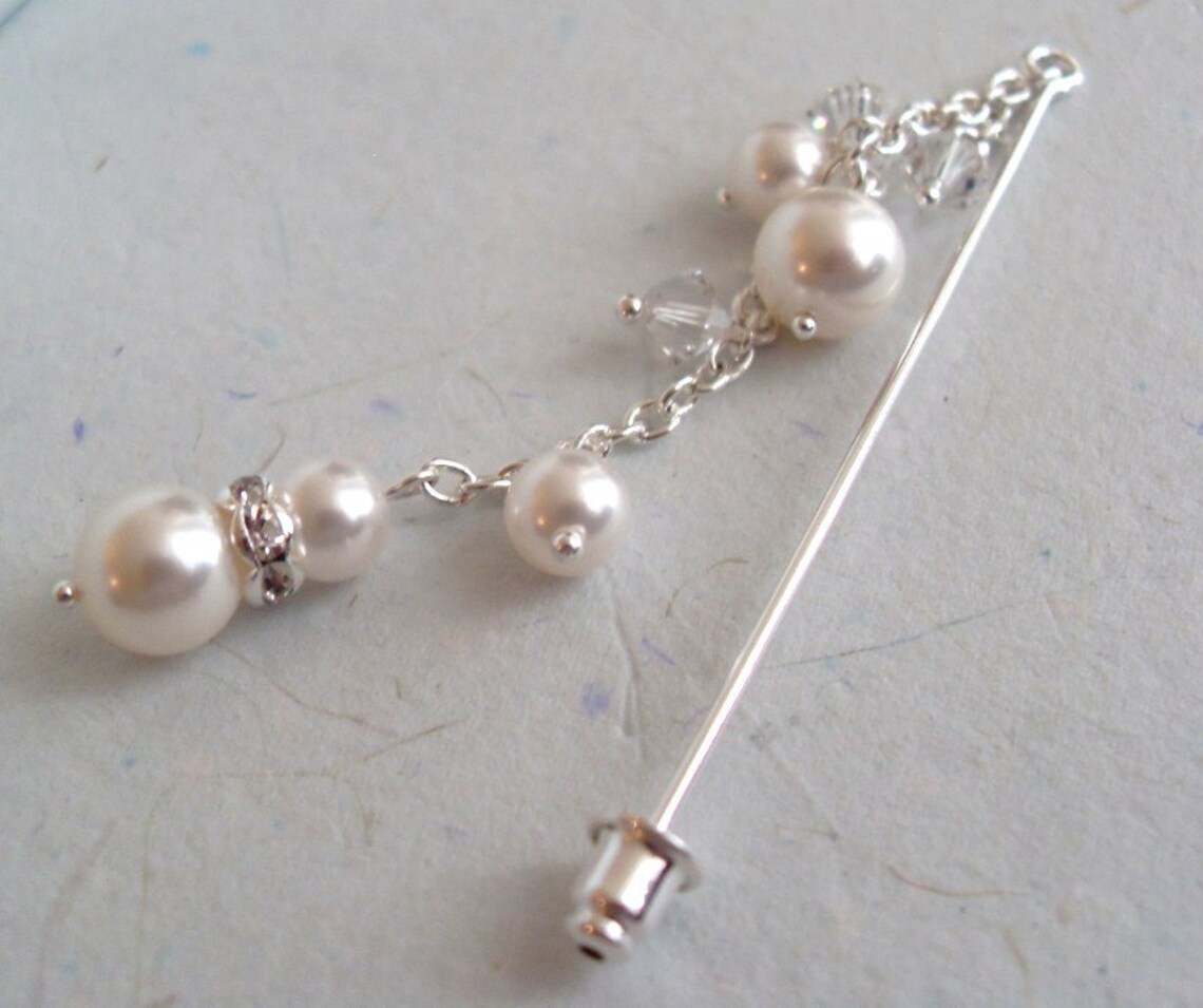 Swarovski Crystals and Pearls Dangle Hijab Pin Shawl Pin - Etsy