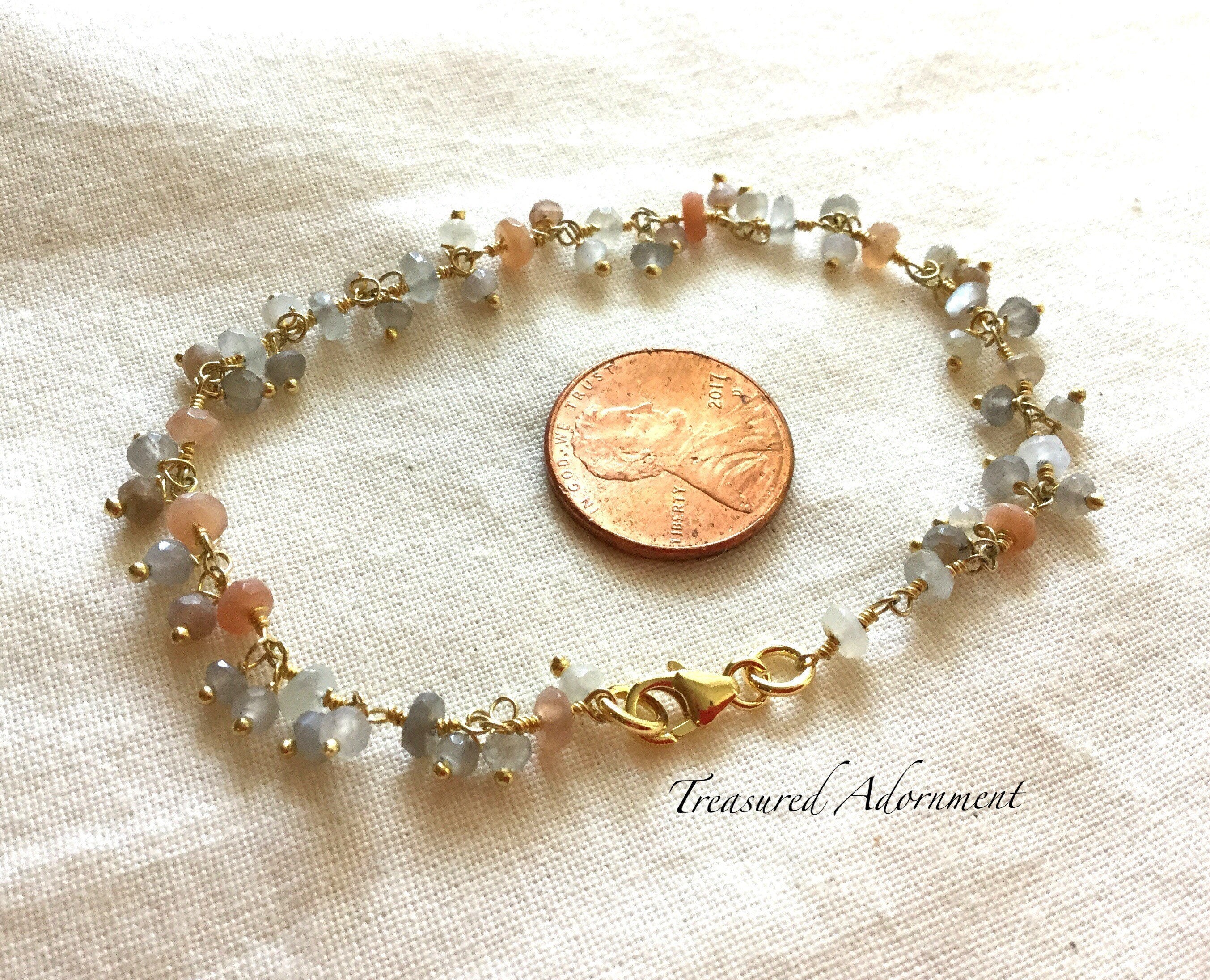 Moonstone Bracelet Gemstone Bracelet Wire Wrapped Bracelet | Etsy