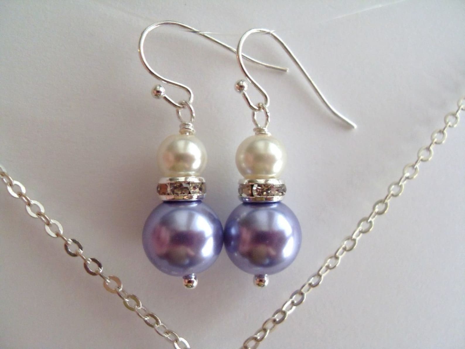 Lavender and White Glass Pearls With Rhinestone Rondelles - Etsy