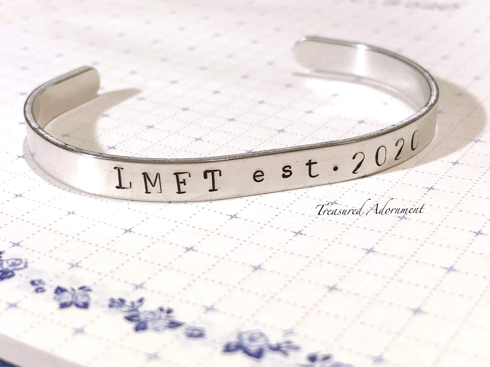 LMFT Bracelet, Hand Stamped 1/4" Cuff Bracelet, Licensed Marriage and ...