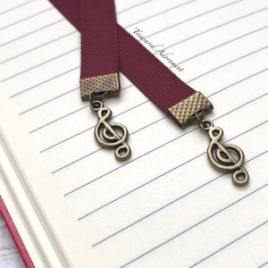 Bookmark, Treble Clef Bookmark, Maroon Ribbon, Music Bookmark, Gift for ...