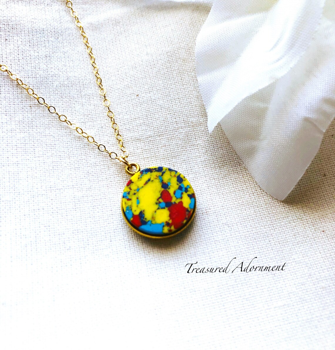 Autism Necklace 14k Gold Filled Round Resin Vermeil Autism - Etsy