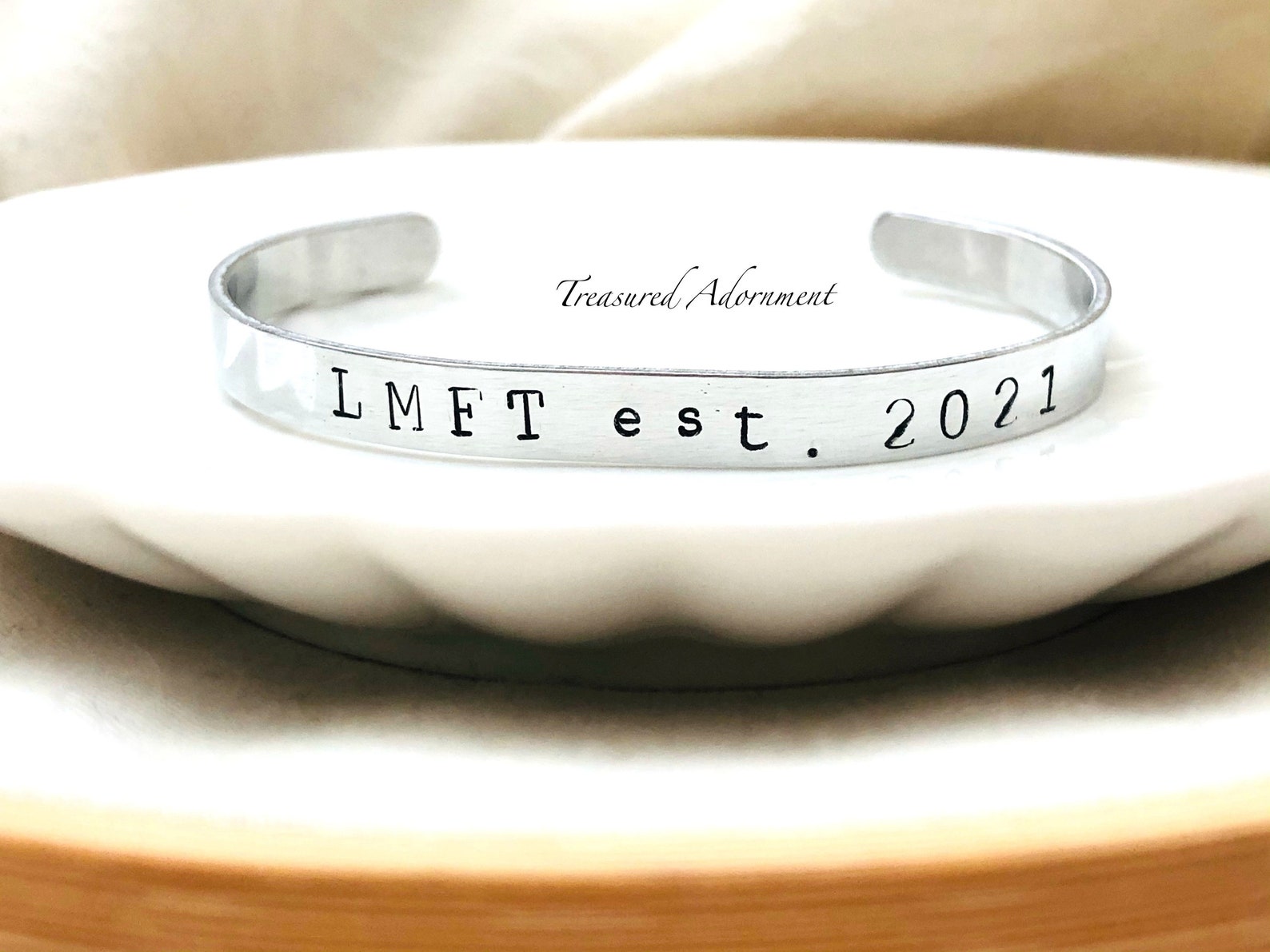 LMFT Bracelet, Hand Stamped 1/4" Cuff Bracelet, Licensed Marriage and ...