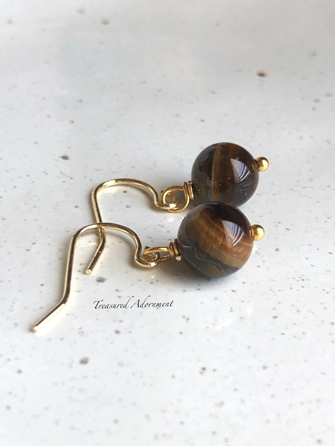 Tiger Eye Earrings 8mm Drop Earrings Gemstone Tigers Eye - Etsy