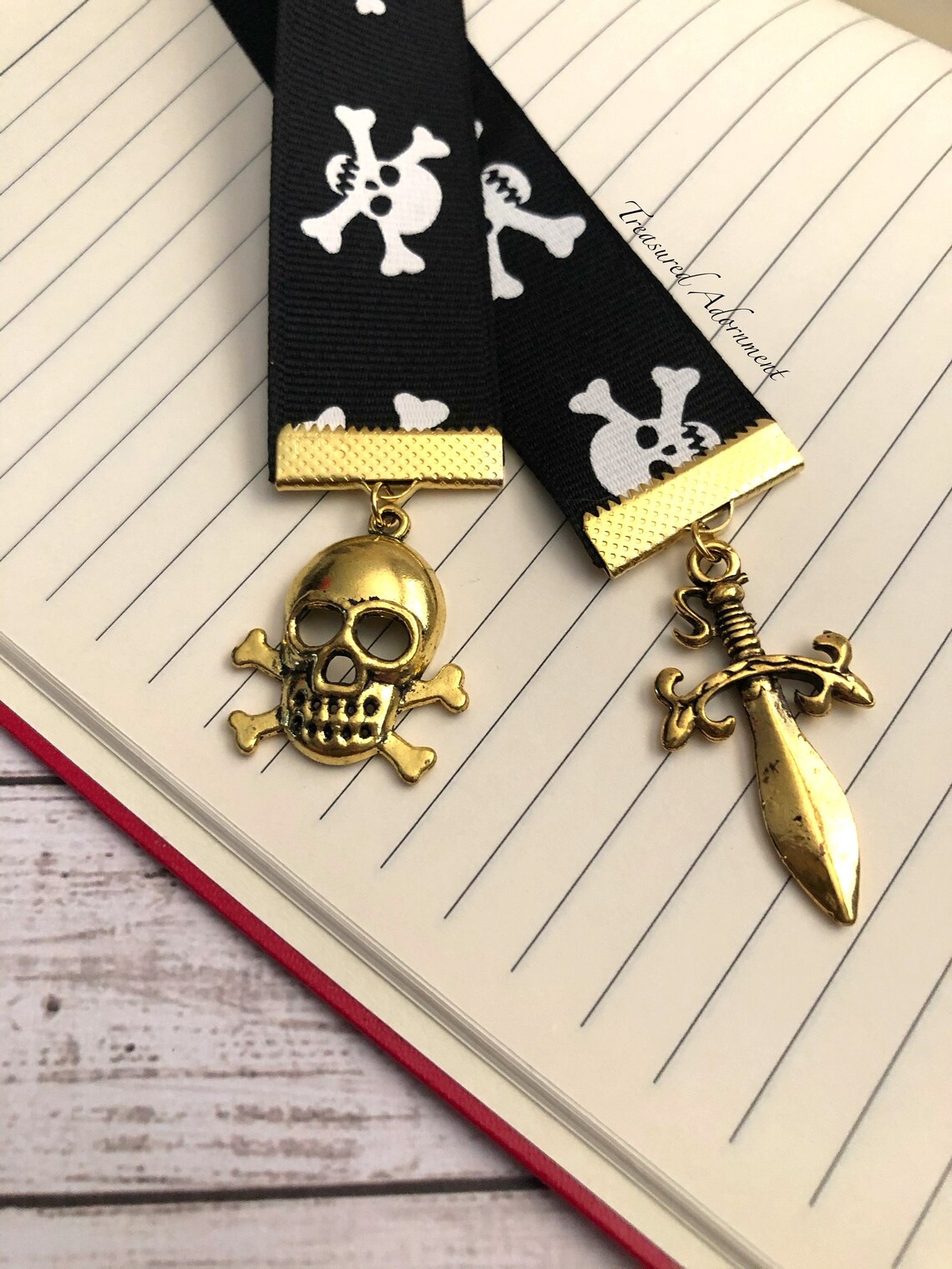 Bookmark Pirates Bookmark Skull and Crossbones Sword Ribbon - Etsy