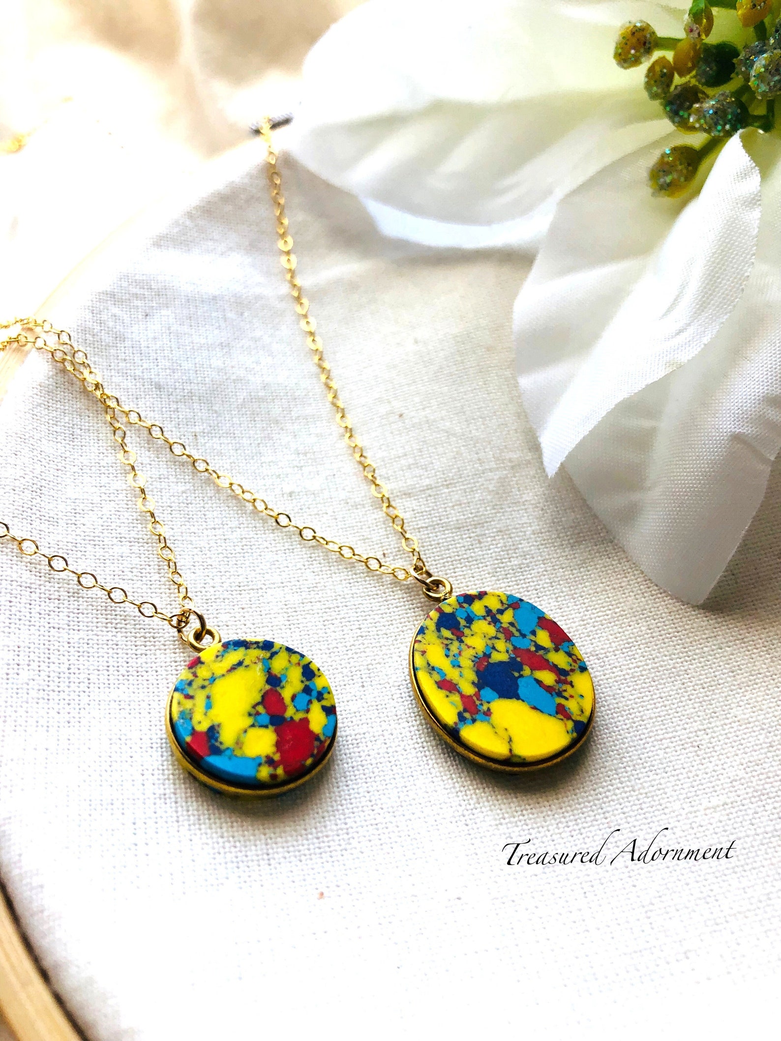 Autism Necklace 14k Gold Filled Round Resin Vermeil Autism - Etsy