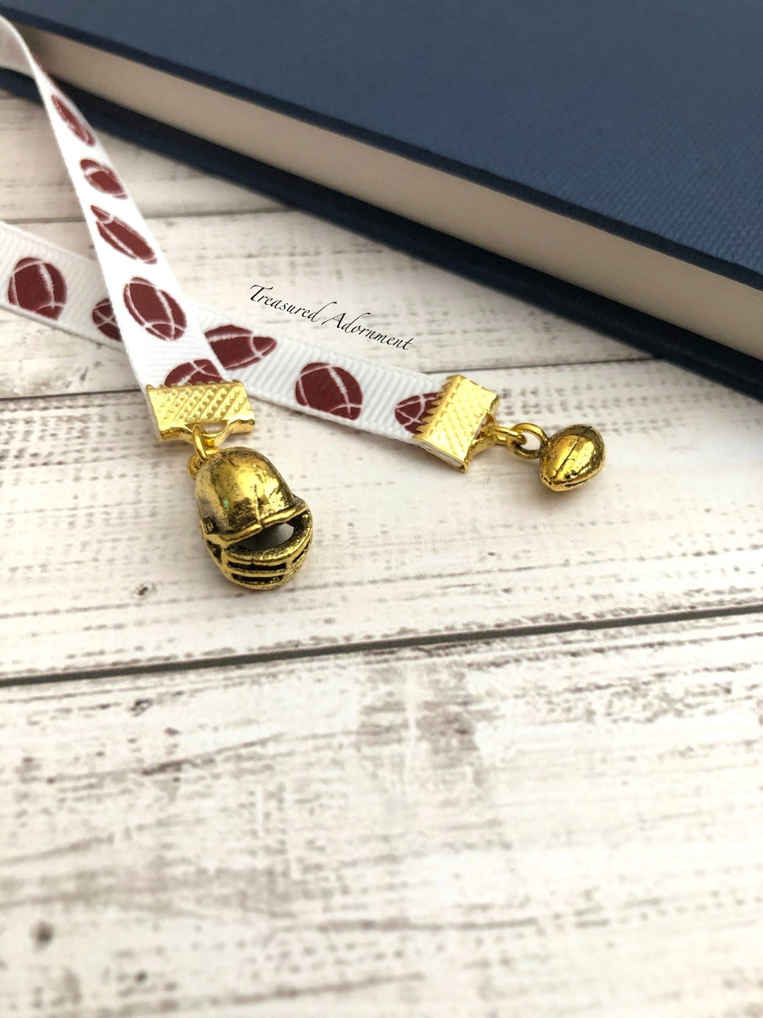 Bookmark, Football Bookmark, Antiqued Gold Tone, Football Mom, NFL ...