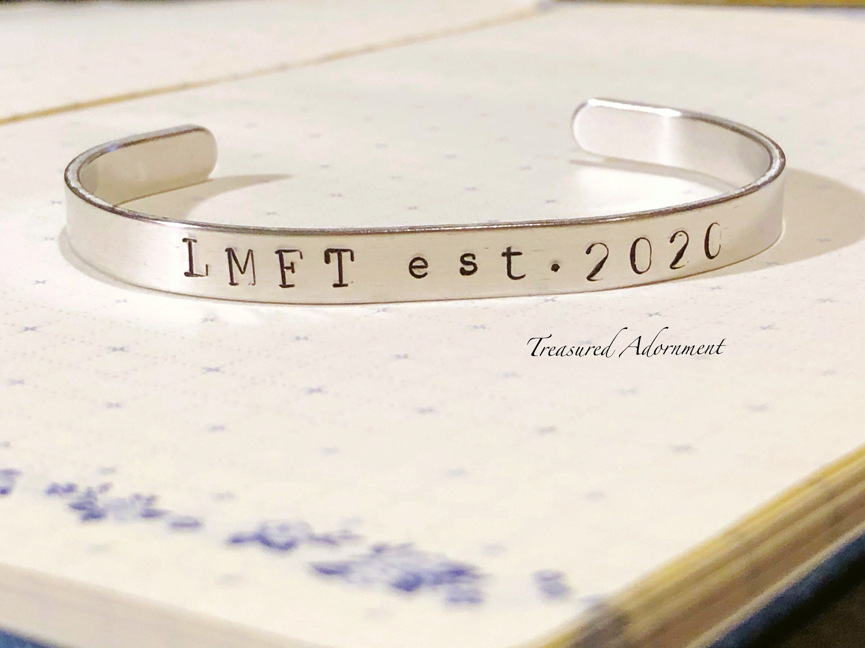 LMFT Bracelet, Hand Stamped 1/4" Cuff Bracelet, Licensed Marriage and ...