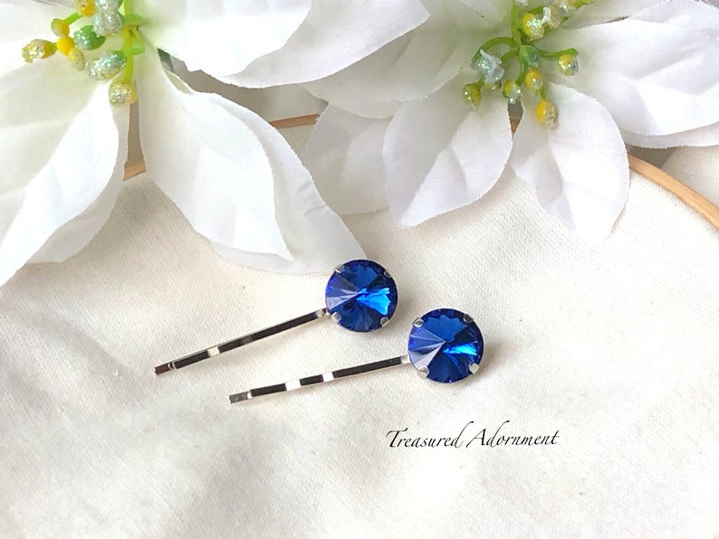 Something Blue Cobalt Blue Rhinestone Hair Pins 15 Mm | Etsy