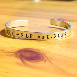 Speech-language Pathologist Bracelet, CCC-SLP, Hand Stamped 1/4" Cuff ...